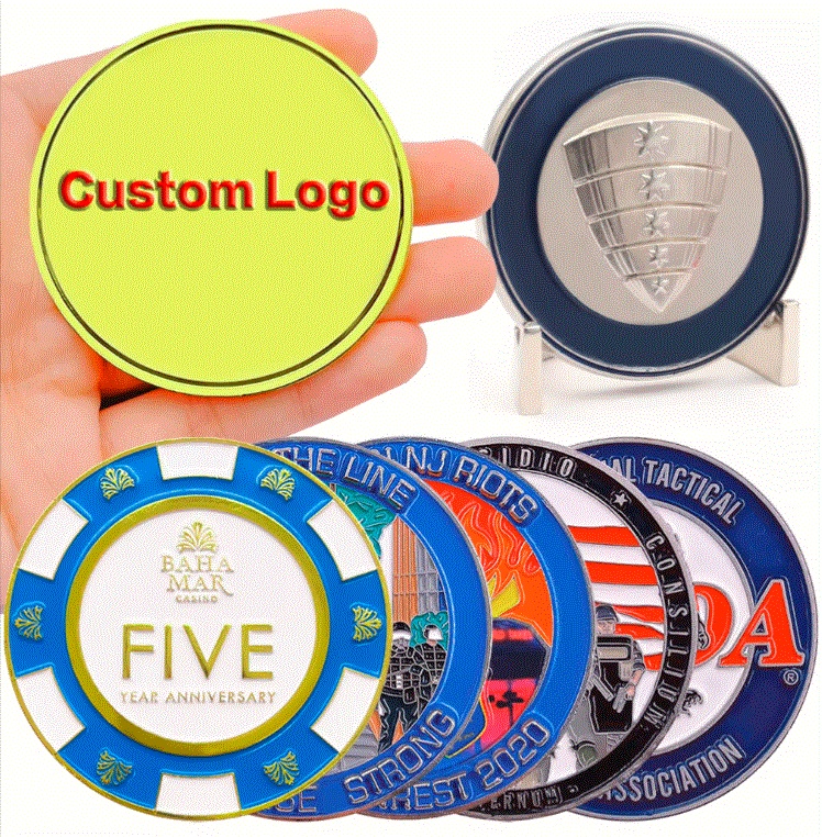 Custom Commemorative Coin Blank Souvenir Brass Gold Silver Logo 3D ...